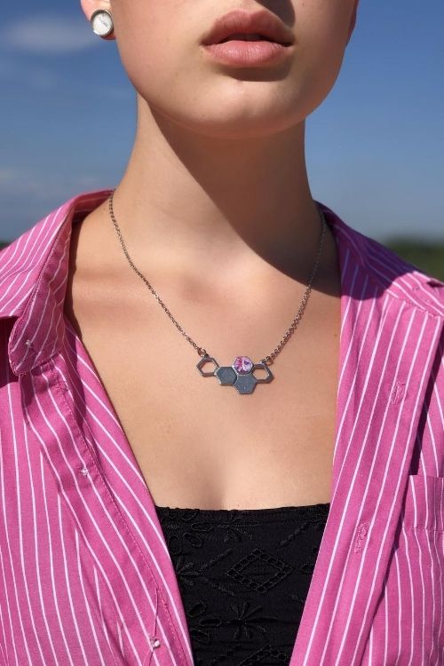 Deborah Necklace - Pewter, Shades of pink – Ana N Jay